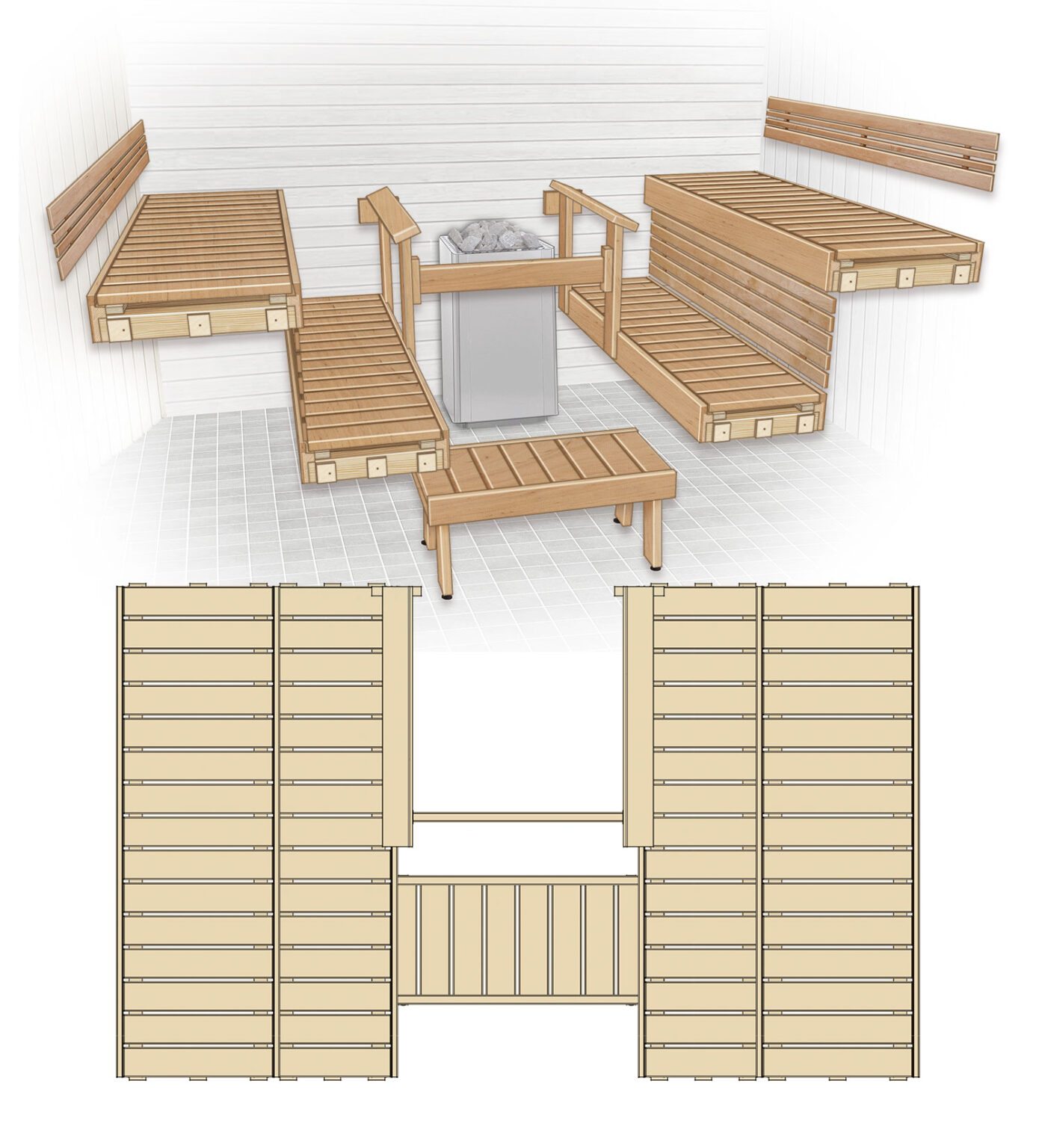 Näin saunan lauteiden mitoitus onnistuu - Hermanni-Lauteet